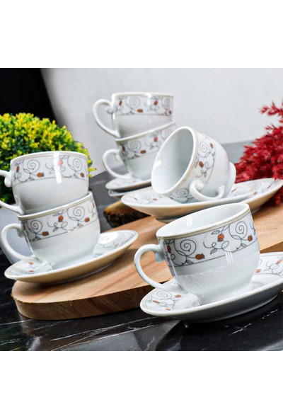Porsima Rose Gül 12 Parça Kahve Fincan Seti