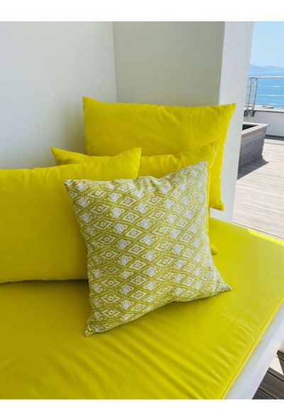 Retrobird Dekoratif Limon Sarı Bohem Yastık Kılıfı 50x50 Unisex Sarı