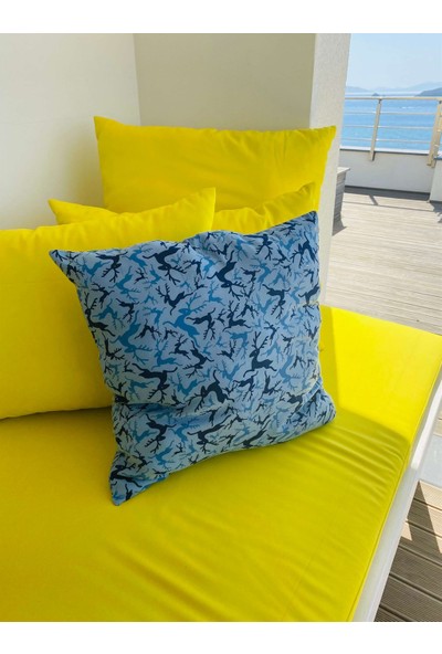 Retrobird Dekoratif Mavi Geyik Desen Yastık Kılıfı 50x50 Unisex Mavi