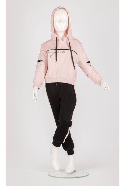 Csw Fkp Kids Kapüşonlu ,beli Lastikli , Yırtıklı Kız Çocuk Eşofman Takımı