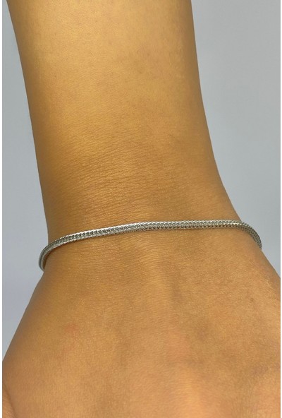 Medblack Jewelry Gümüş Renk Tilki Kuyruk Model Zincir Bileklik