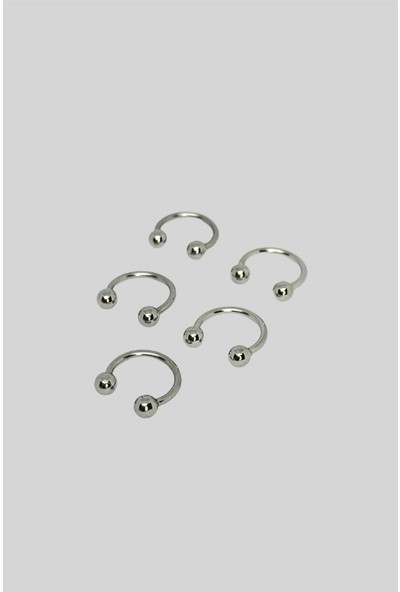 Medblack Jewelry 316L Cerrahi Çelik Gümüş Renk Top Uç Septum 5li Helix, Tragus Piercing Çelik 6mm Piercing