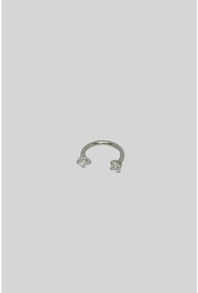 Medblack Jewelry 316L Cerrahi Çelik Gümüş Renk Tek Taş Septum Helix, Tragus Piercing