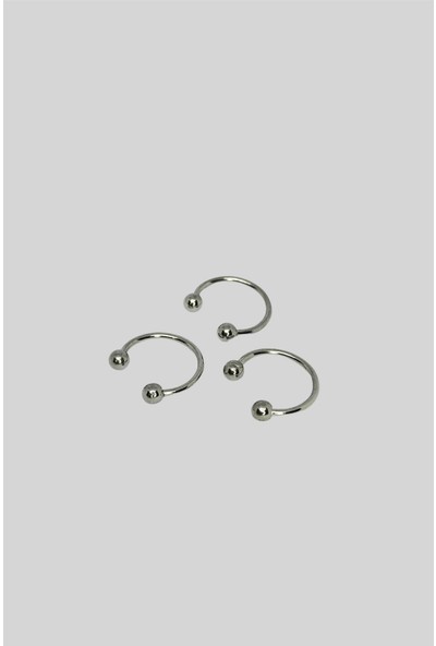 Medblack Jewelry 316L Cerrahi Çelik Gümüş Renk Top Uç Septum 3lu Helix, Tragus Piercing Çelik 8mm Piercing