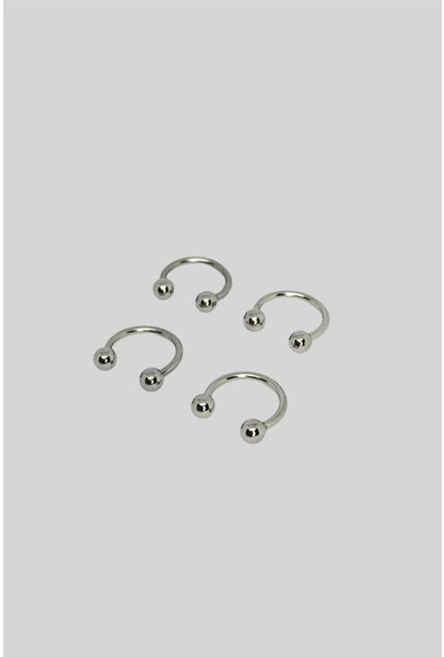 Medblack Jewelry 316L Cerrahi Çelik Gümüş Renk Top Uç Septum 4lu Helix, Tragus Piercing Çelik 6mm Piercing