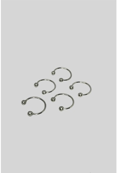 Medblack Jewelry 316L Cerrahi Çelik Gümüş Renk Top Uç Septum 5li Helix, Tragus Piercing Çelik 8mm Piercing