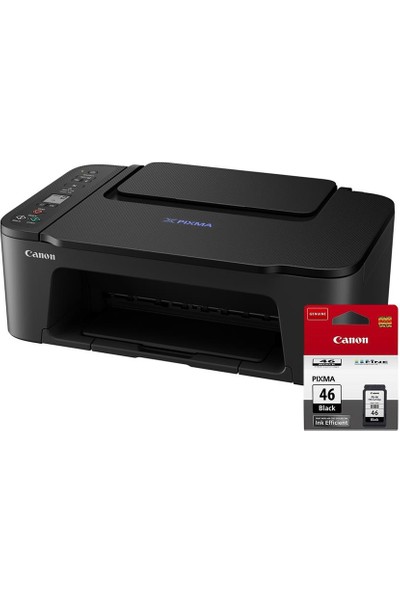 Canon E3440 Renkli Inkjet Yazıcı/ Fotokopi+Tarama/ Wifi + Pg-46 Siyah Mürekkep Kartuşu Canon E3440 Renkli Inkjet Yazıcı/ Fotokopi+Tarama/ Wifi + Pg-46 Siyah Mürekkep Kartuşu