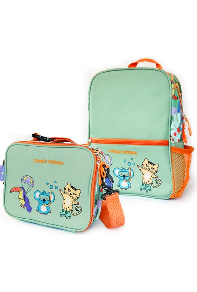 Milk&moo Çocuk Sırt Çantası ve Isı Yalıtımlı Beslenme Çantası Seti Jungle Friends