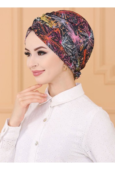 Tofisa Desenli Hazır Türban - Karışık - Tofisa