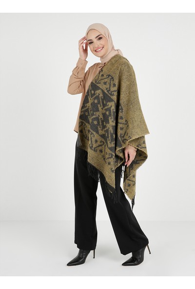 Tavin Çift Yönlü Otantik Desenli Şal - Sarı - Tavin