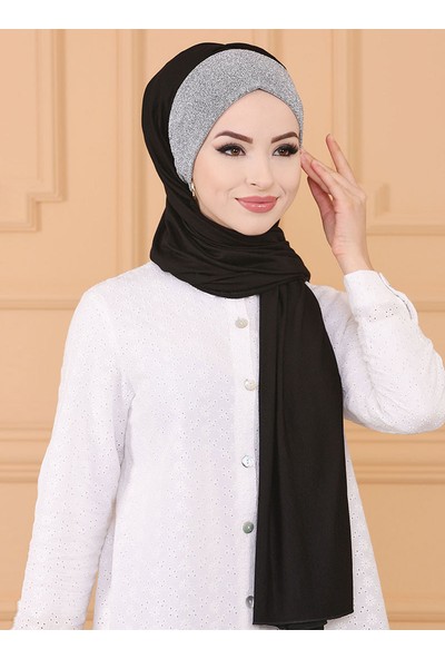 Tofisa Sim Bone Detaylı Hazır Türban - Gümüş - Tofisa
