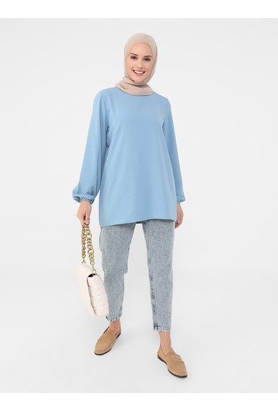 Refka Asit Yıkama Mom Kalıp Kot Pantolon - Mavi - Refka Casual Refka Asit Yıkama Mom Kalıp Kot Pantolon - Mavi - Refka Casual