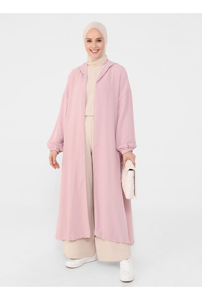 Refka Kapüşonlu Boydan Fermuarlı Ferace - Derin Pembe - Refka Casual Refka Kapüşonlu Boydan Fermuarlı Ferace - Derin Pembe - Refka Casual