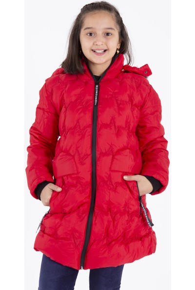 Cansın Mini Kız Çocuk Siyah Kürklü Nice Yazı Fermuarlı Mont 2-15 Yaş 13346