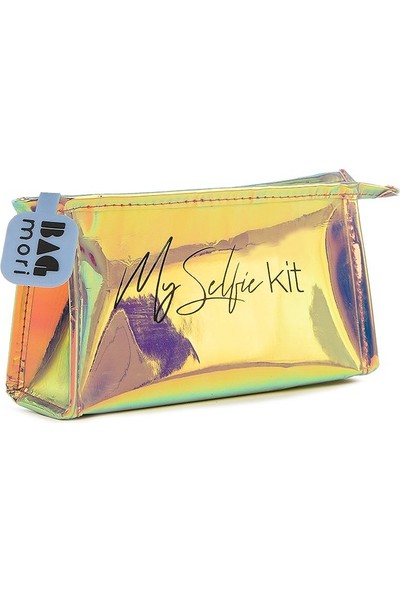 Bagmori Altın Hologram Fermuarlı Makyaj Çantası