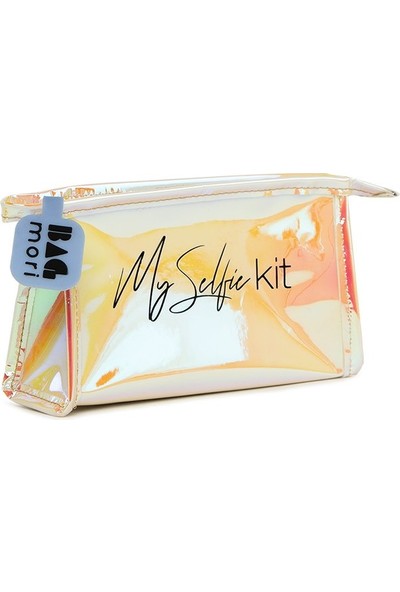 Bagmori Sarı Hologram Fermuarlı Makyaj Çantası