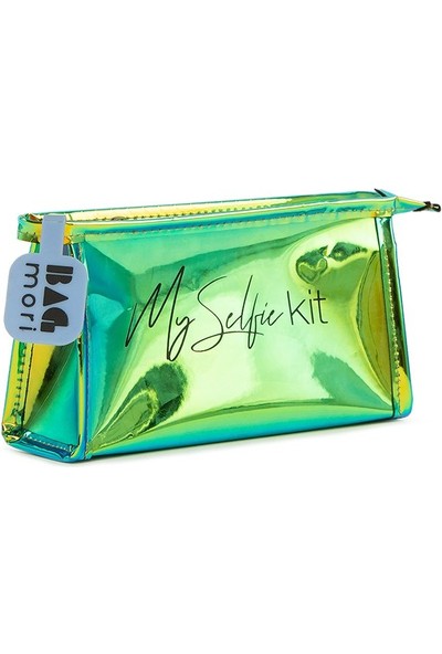 Bagmori Yeşil Hologram Fermuarlı Makyaj Çantası