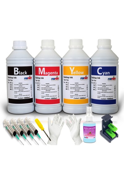Forprint Canon Uyumlu Bitmeyen Kartuş Mürekkep Seti 4X1000 ml 4 Renk Forprint Canon Uyumlu Bitmeyen Kartuş Mürekkep Seti 4X1000 ml 4 Renk
