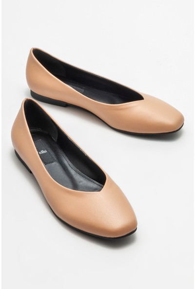 Elle Shoes Naturel Kadın Babet