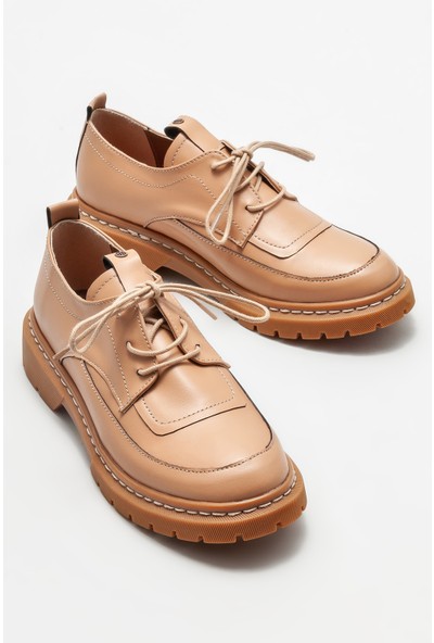 Elle Shoes Naturel Kadın Oxford