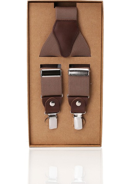 Kahverengi Deri Bağlantılı Erkek Pantolon Askısı PAN48 Kahverengi Deri Bağlantılı Erkek Pantolon Askısı PAN48