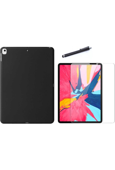 Fibaks Apple iPad 9. Nesil 10.2 Uyumlu Tablet Kılıf + Ekran Koruyucu + Kalem Süper Silikon Şeffaf Siyah Fibaks Apple iPad 9. Nesil 10.2 Uyumlu Tablet Kılıf + Ekran Koruyucu + Kalem Süper Silikon Şeffaf Siyah