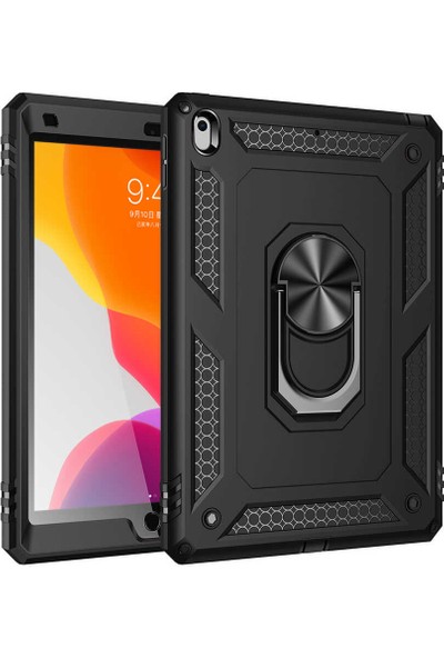 Fibaks Apple iPad 10.2 9. Nesil Uyumlu Kılıf + Kalem Military Armor Case 360 Derece Tank Zırh Yüzüklü Standlı Siyah Fibaks Apple iPad 10.2 9. Nesil Uyumlu Kılıf + Kalem Military Armor Case 360 Derece Tank Zırh Yüzüklü Standlı Siyah