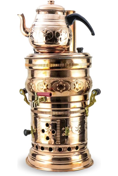 Morya Bakır Semaver Odunlu ve Kömürlü 7 Lt