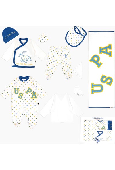 U.S. Polo Assn. Lisanslı Krem Erkek Bebek 10'lu Hastane Çıkış Seti U.S. Polo Assn. Lisanslı Krem Erkek Bebek 10'lu Hastane Çıkış Seti