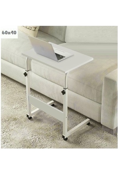 SC Dizayn Yükseklik Ayarlı Laptop Sehpası - Beyaz (Tekerli) 60X40 SC Dizayn Yükseklik Ayarlı Laptop Sehpası - Beyaz (Tekerli) 60X40