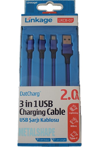 Linkage Lkcb-07 Datcharg 3'lü Şarj Kablosu Linkage Lkcb-07 Datcharg 3'lü Şarj Kablosu
