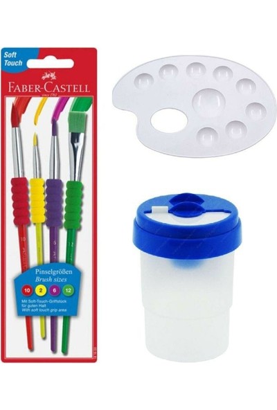 Fırça Seti 4'lü Fırça Temizleme Kabı ve Resim Paleti 1 Adet Faber Castell Fırça Takımı ve Resim Paleti Su Kabı Fırça Seti 4'lü Fırça Temizleme Kabı ve Resim Paleti 1 Adet Faber Castell Fırça Takımı ve Resim Paleti Su Kabı