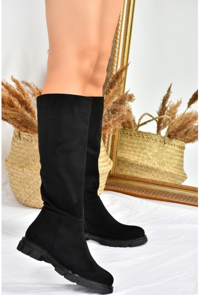 Fox Shoes Siyah Süet Düz Günlük Kadın Çizme L581982002