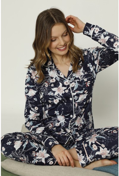 Miss Perry Çiçek Desenli Uzun Kollu Penye Pijama Takımı Miss Perry Çiçek Desenli Uzun Kollu Penye Pijama Takımı