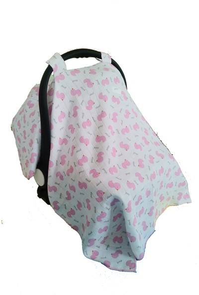 Yumy Baby Pembe Ördek Desenli Müslin Puset Örtüsü Yumy Baby Pembe Ördek Desenli Müslin Puset Örtüsü