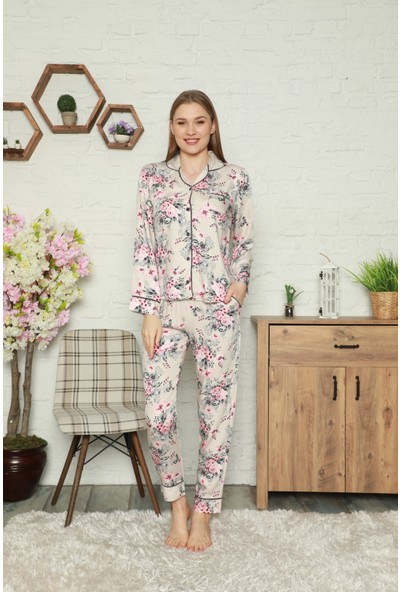Birşen Tekstil Birşen Bayan Dokuma Pamuk Saten Uzun Kollu Pijama Takımı Birşen Tekstil Birşen Bayan Dokuma Pamuk Saten Uzun Kollu Pijama Takımı