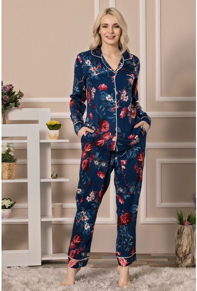 Birşen Tekstil Birşen Bayan Pamuk Saten Uzun Kollu Pijama Takımı