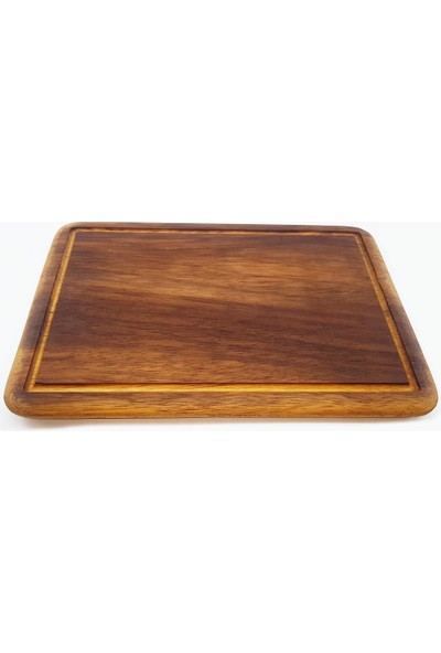 Timber Ahşap Iroko Masif Ahşap Servis Sunum Kesme Tahtas 24 * 34 * 1,8 cm