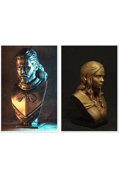3D Ekspres Jon Snow & Khaalesi Büst Figür 3D Ekspres Jon Snow & Khaalesi Büst Figür