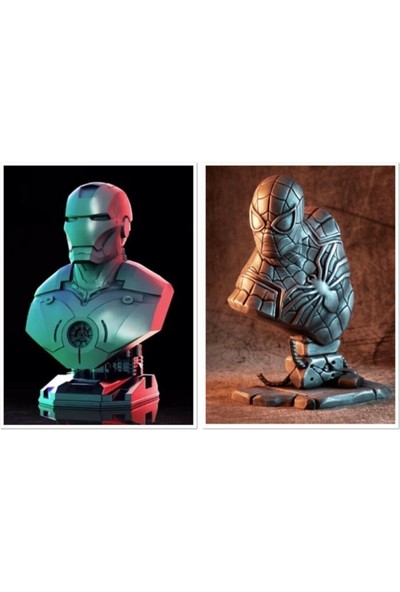 3D Ekspres Ironman & Spiderman Büst Figür