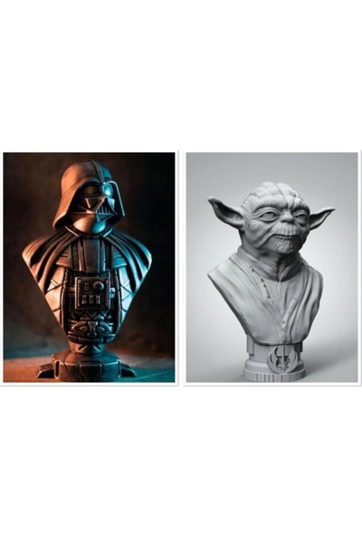 3D Ekspres Darth Vader & Yoda Büst Figür 3D Ekspres Darth Vader & Yoda Büst Figür