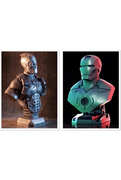 3D Ekspres Deadpool & Ironman Büst Figür 3D Ekspres Deadpool & Ironman Büst Figür