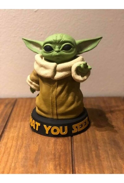3D Ekspres Baby Yoda Gold Büst Figür
