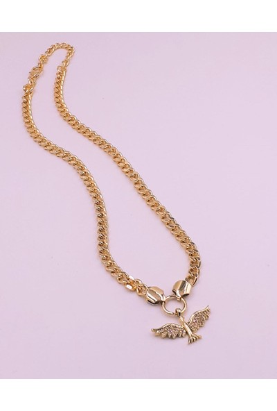 Doğu Gümüş Melek Kanadı Çelik Kolye