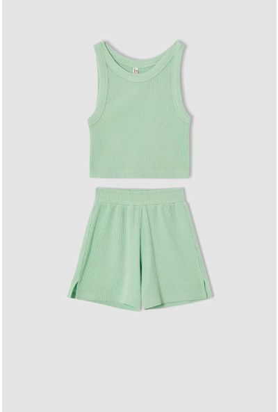 DeFacto Kız Çocuk Dokulu Atlet Ve Şort Takımı V6772A621HS