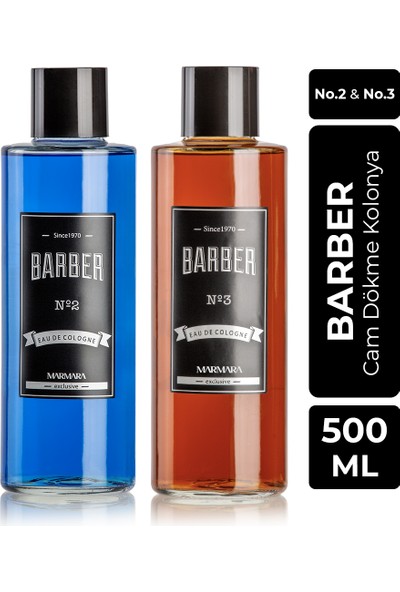 Barber Marmara Barber 500ML Cam Şişe No.2 ve No.3 Kolonya Seti Barber Marmara Barber 500ML Cam Şişe No.2 ve No.3 Kolonya Seti