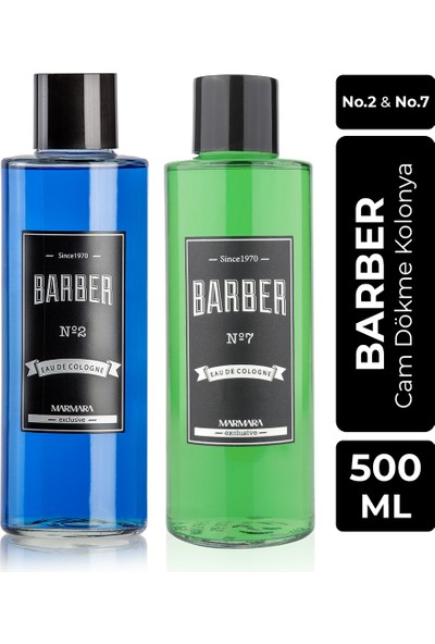 Barber Marmara Barber 500ML Cam Şişe No.2 ve No.7 Kolonya Seti Barber Marmara Barber 500ML Cam Şişe No.2 ve No.7 Kolonya Seti