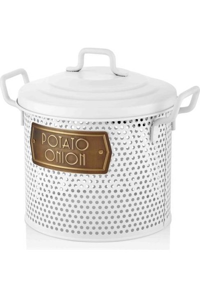 The Mia Beyaz Metal Patates Soğan Kovası 30CM The Mia Beyaz Metal Patates Soğan Kovası 30CM