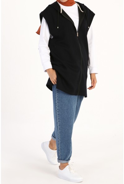 ALLDAY Yanları Yırtmaçlı Kapüşonlu Yelek