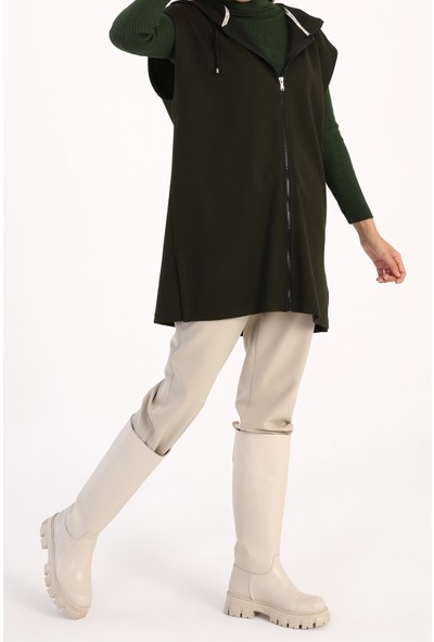 ALLDAY Yanları Yırtmaçlı Kapüşonlu Yelek